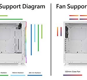 Thermaltake H200 Tempered Glass Snow Edition RGB Light Strip ATX Mid Tower Case with One 120mm Rear Fan Pre-Installed CA-1M3-00M6WN-03