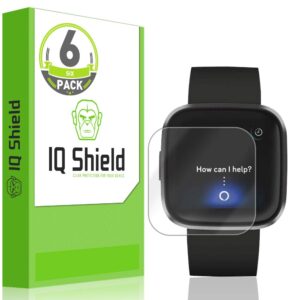 iqshield screen protector compatible with fitbit versa 2 (6-pack) anti-bubble clear tpu film