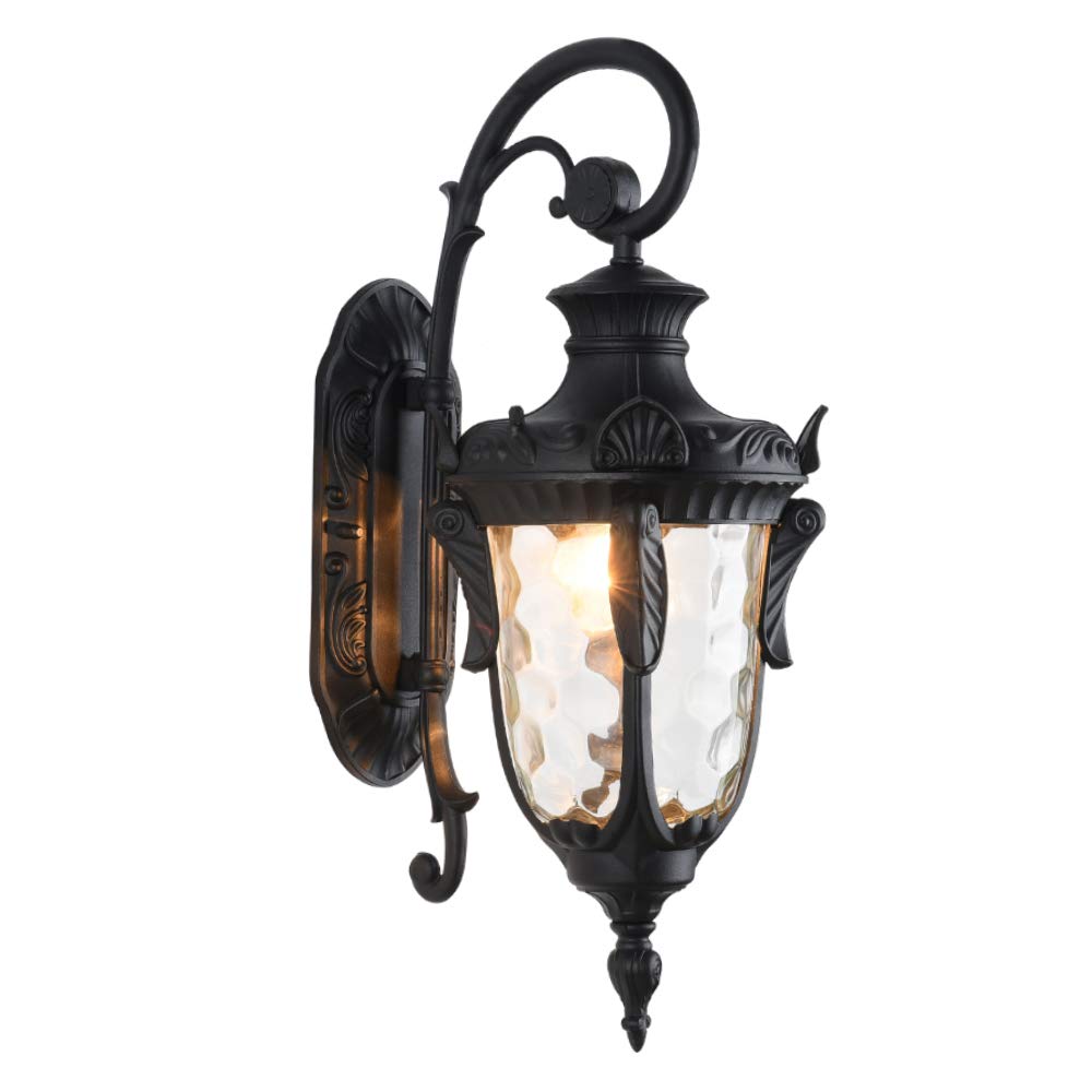 LONEDRUID Outdoor Wall Light Fixtures Black 20.47" H Exterior Wall Lantern Waterproof Sconce Porch Lights Wall Mount with Hammered Glass Shade for House