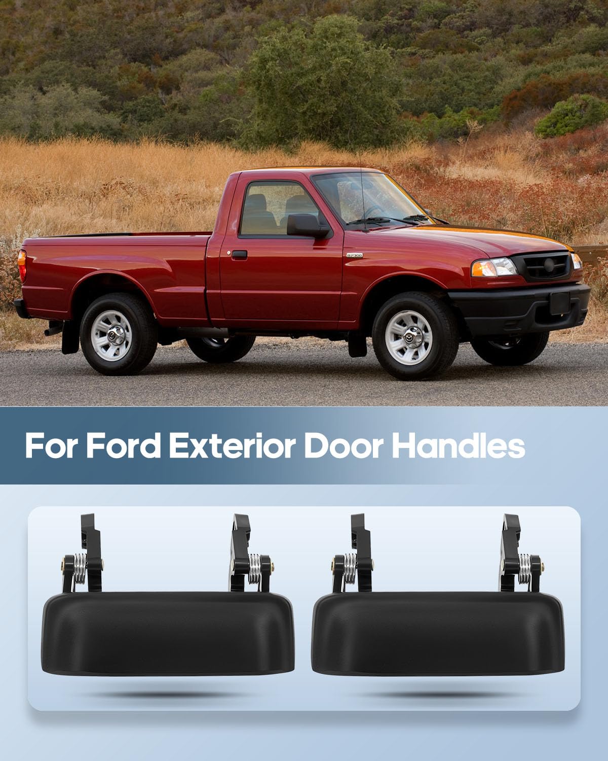 ECCPP Door Handles Exterior Outside Outer Front Driver Passenger Side for 1998-2011 for Ford Ranger Black(2pcs)