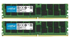 crucial bundle with 64gb (2 x 32gb) ddr4 pc4-21300 2666mhz rdimm (2 x ct32g4rfd4266), dual ranked registered ecc memory