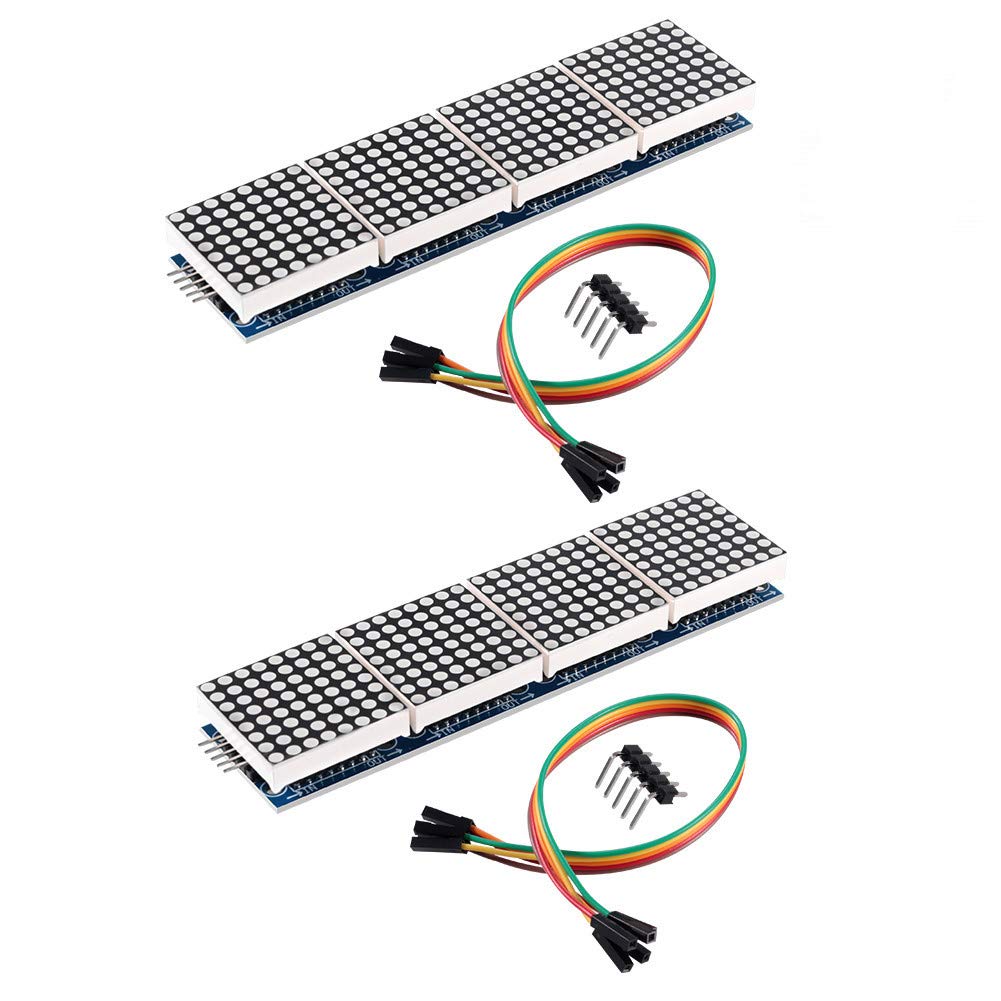 Organizer 2pcs MAX7219 Dot Matrix Module for Arduino Microcontroller 4 in 1 Display with 5pin Line (Green)