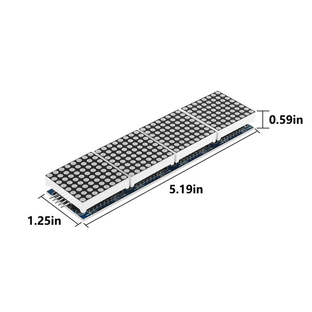 Organizer 2pcs MAX7219 Dot Matrix Module for Arduino Microcontroller 4 in 1 Display with 5pin Line (Green)