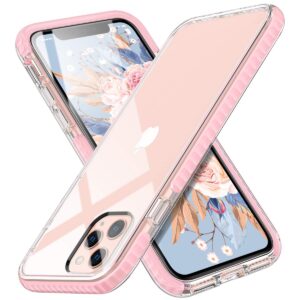 mateprox compatible with iphone 11 pro case clear thin slim crystal transparent cover shockproof bumper case for iphone 11 pro 5.8（pink