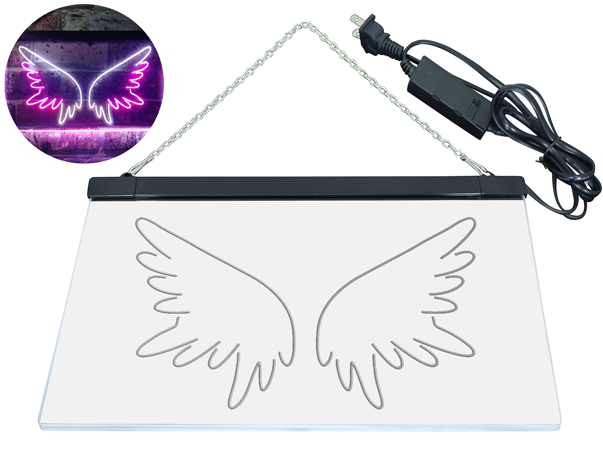 ADVPRO Angel Wings Girl Room Dual Color LED Neon Sign White & Purple 12" x 8.5" st6s32-i3370-wp