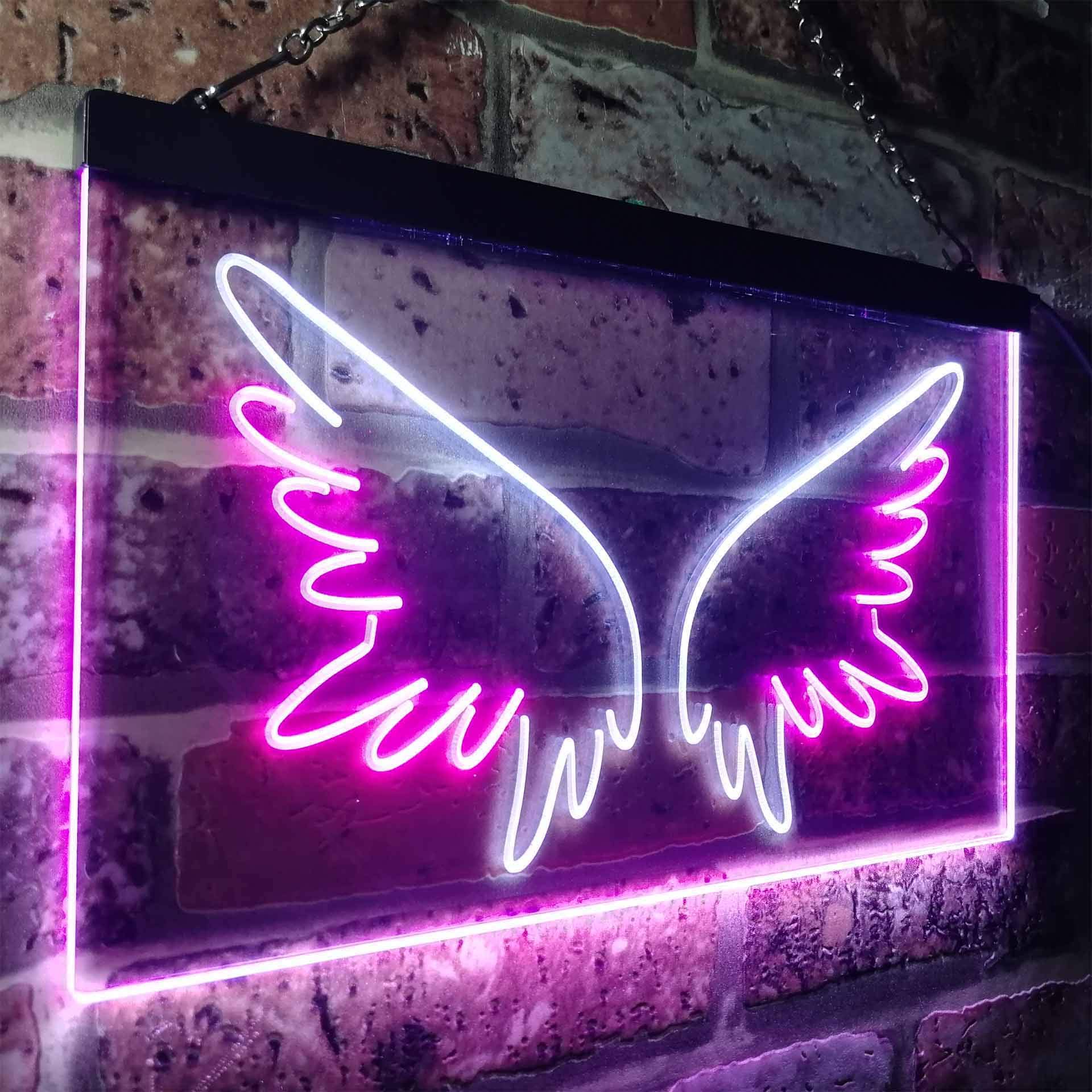 ADVPRO Angel Wings Girl Room Dual Color LED Neon Sign White & Purple 12" x 8.5" st6s32-i3370-wp