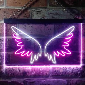 ADVPRO Angel Wings Girl Room Dual Color LED Neon Sign White & Purple 12" x 8.5" st6s32-i3370-wp