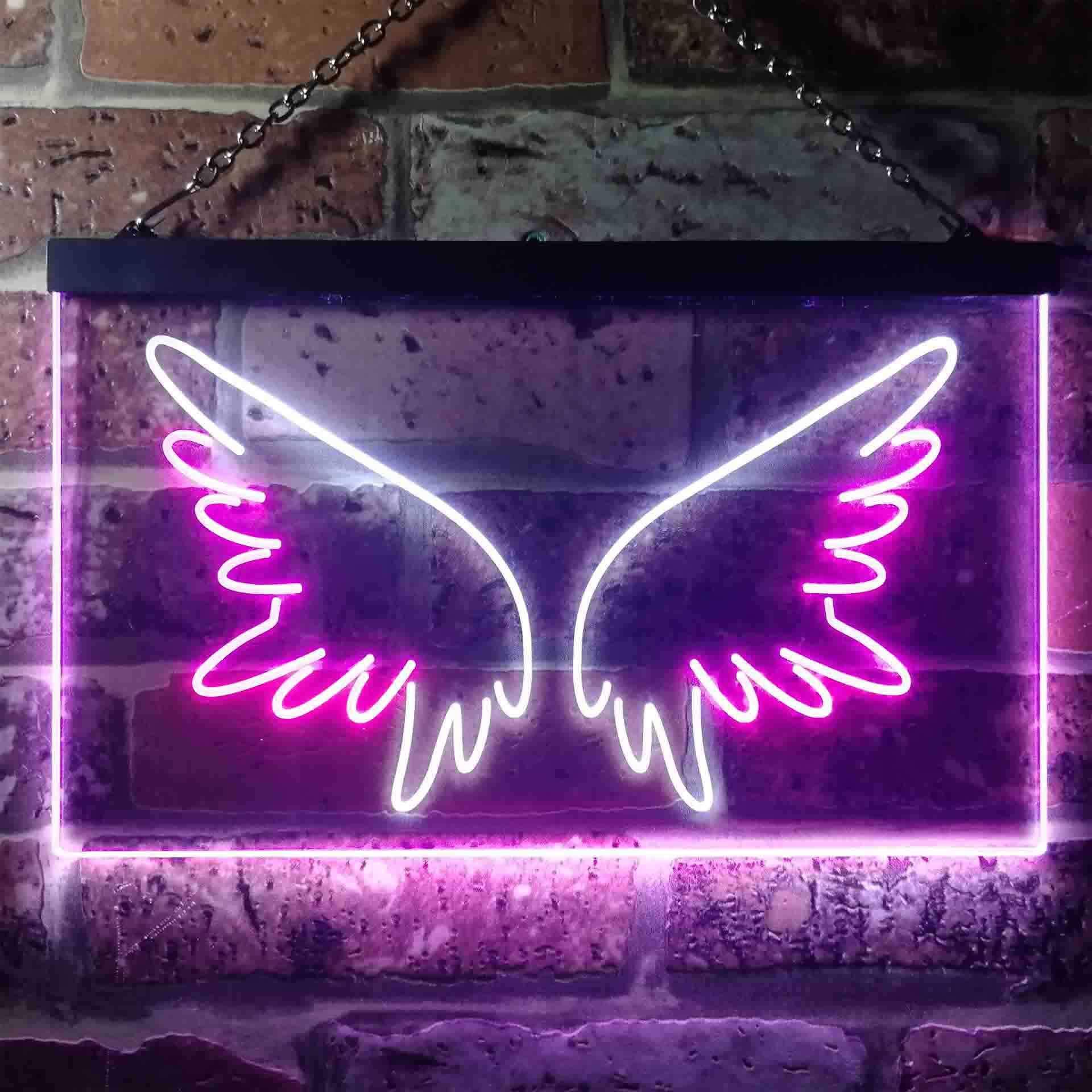 ADVPRO Angel Wings Girl Room Dual Color LED Neon Sign White & Purple 12" x 8.5" st6s32-i3370-wp