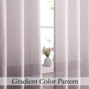 Central Park Ombre Semi Sheer Window Curtain Panel Linen Gradient Print on Rayon Blend Fabric Drapery Treatments for Living Room/Bedroom, Cream White to Lavender Purple, 40" x 84", Set of 2