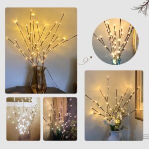 PEIDUO Lighted Willow Branch 30Inch 3PK 60L LED Pathway Lights for Christmas Room Decoration Indoor Apartment Outdoor Stake Lights for Lawn