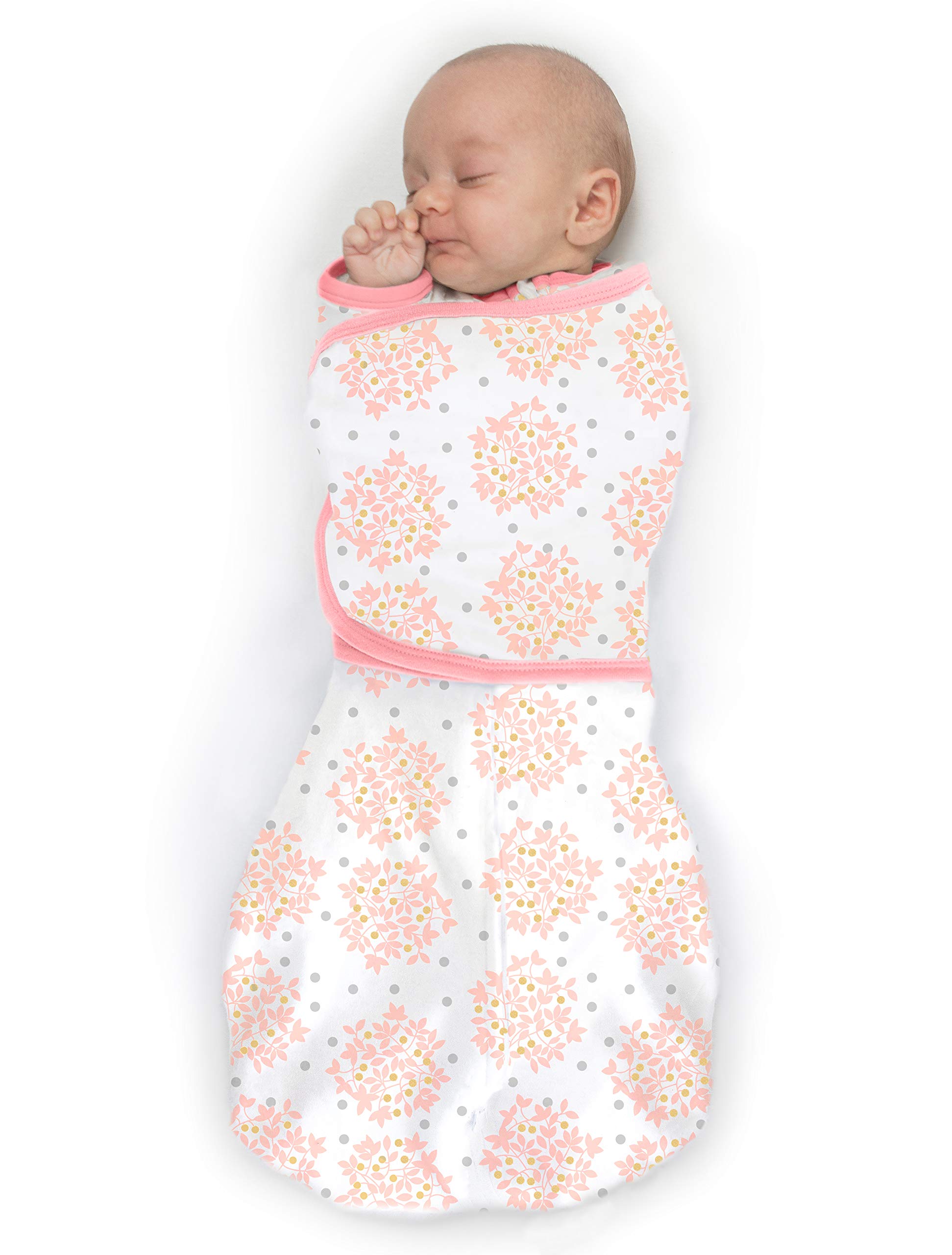 SwaddleDesigns 6-Way Omni Swaddle Sack for Newborn with Wrap & Arms Up Sleeves & Mitten Cuffs, Easy Swaddle Transition, Better Sleep for Baby Boys & Baby Girls, Heavenly Floral, Small, 0-3 Months