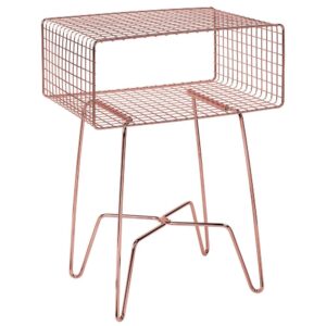 mdesign modern industrial side table with storage shelf, 2-tier metal minimal end table, metallic caged grid - accent furniture for living room, bedroom, office, dorm, concerto collection, rose gold