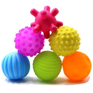 DOPHYRANIX Super Durable 6 Pack Sensory Balls for Kids,Massage Soft & Textured Balls Set Develop Kid's Tactile Senses Toys for Touch Hand Ball