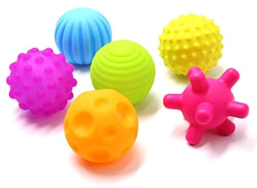 DOPHYRANIX Super Durable 6 Pack Sensory Balls for Kids,Massage Soft & Textured Balls Set Develop Kid's Tactile Senses Toys for Touch Hand Ball