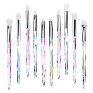 kingtree eyeshadow makeup brushes, 10pcs crystal brushes for eye makeup premium synthetic bristles eyeshadow blending crease makeup eye brush set, professional eyebrow lip make up tools