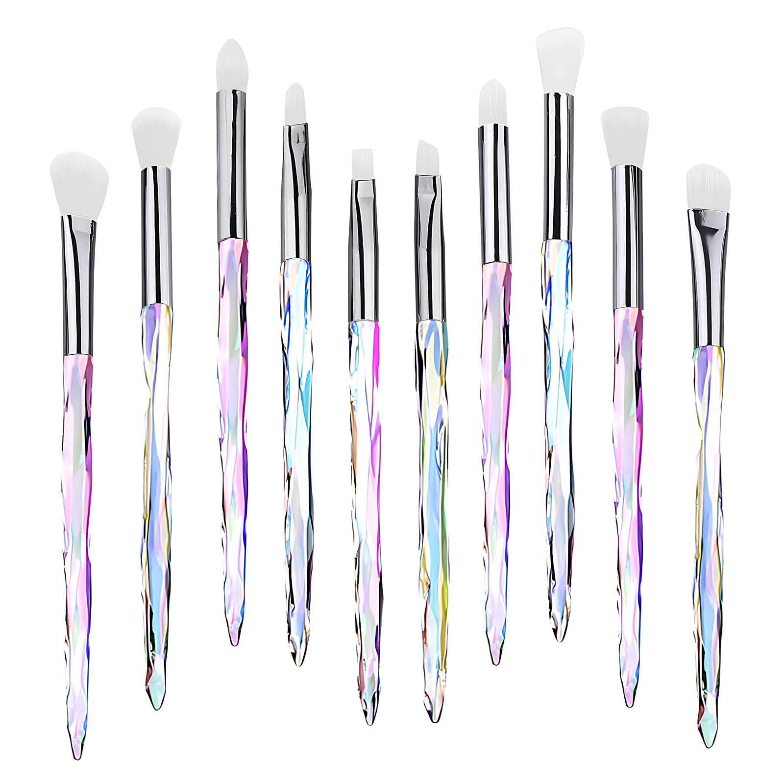 Kingtree Eyeshadow Makeup Brushes, 10PCS Crystal Brushes for Eye Makeup Premium Synthetic Bristles Eyeshadow Blending Crease Makeup Eye Brush Set, Professional Eyebrow Lip Make Up Tools