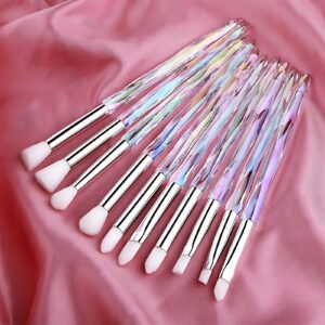 Kingtree Eyeshadow Makeup Brushes, 10PCS Crystal Brushes for Eye Makeup Premium Synthetic Bristles Eyeshadow Blending Crease Makeup Eye Brush Set, Professional Eyebrow Lip Make Up Tools