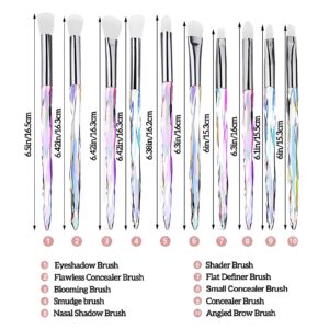 Kingtree Eyeshadow Makeup Brushes, 10PCS Crystal Brushes for Eye Makeup Premium Synthetic Bristles Eyeshadow Blending Crease Makeup Eye Brush Set, Professional Eyebrow Lip Make Up Tools