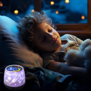 Kids Night Light Projector - Star Light Projector with USB Cable, 360 Degree Rotation Kids Star Projector Lamp Bedroom Star Projector Night Light Best Gifts for Kids - 7 Sets of Film