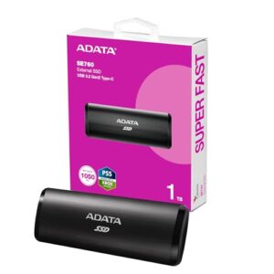 adata se760 1tb superspeed usb 3.2 gen 2 usb-c up to 1000 mb/s external portable ssd black (ase760-1tu32g2-cbk)