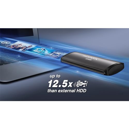 ADATA SE760 1TB SuperSpeed USB 3.2 Gen 2 USB-C Up to 1000 MB/s External Portable SSD Black (ASE760-1TU32G2-CBK)