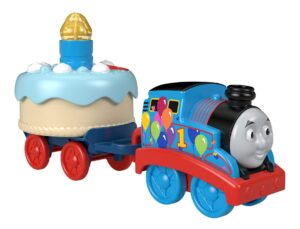 thomas & friends fisher-price birthday wish thomas, musical push-along toy train engine with light-up birthday cake for toddlers and preschoolers ages 12 months & older