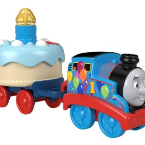 Thomas & Friends Fisher-Price Birthday Wish Thomas, Musical Push-Along Toy Train Engine with Light-up Birthday Cake for Toddlers and preschoolers Ages 12 Months & Older