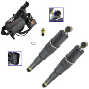 trq air ride suspension compressor with dryer & rear shock absorber 3 piece kit set for 2007-2014 cadillac escalade / 2007-2014 chevy suburban/tahoe/avalanche/gmc yukon new