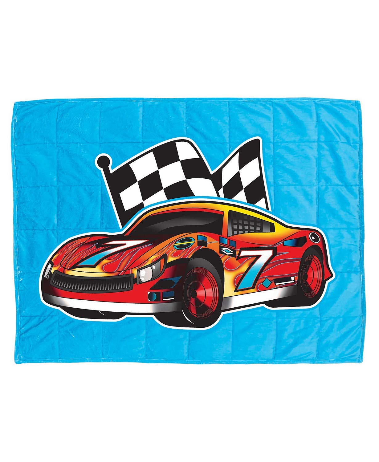 Kids Weighted Blanket by Bell + Howell, 7lb Ultra Soft and Breathable Kids Blanket with Glass Beads, Great for Calming and Sleeping 48x36 inches - Race Car