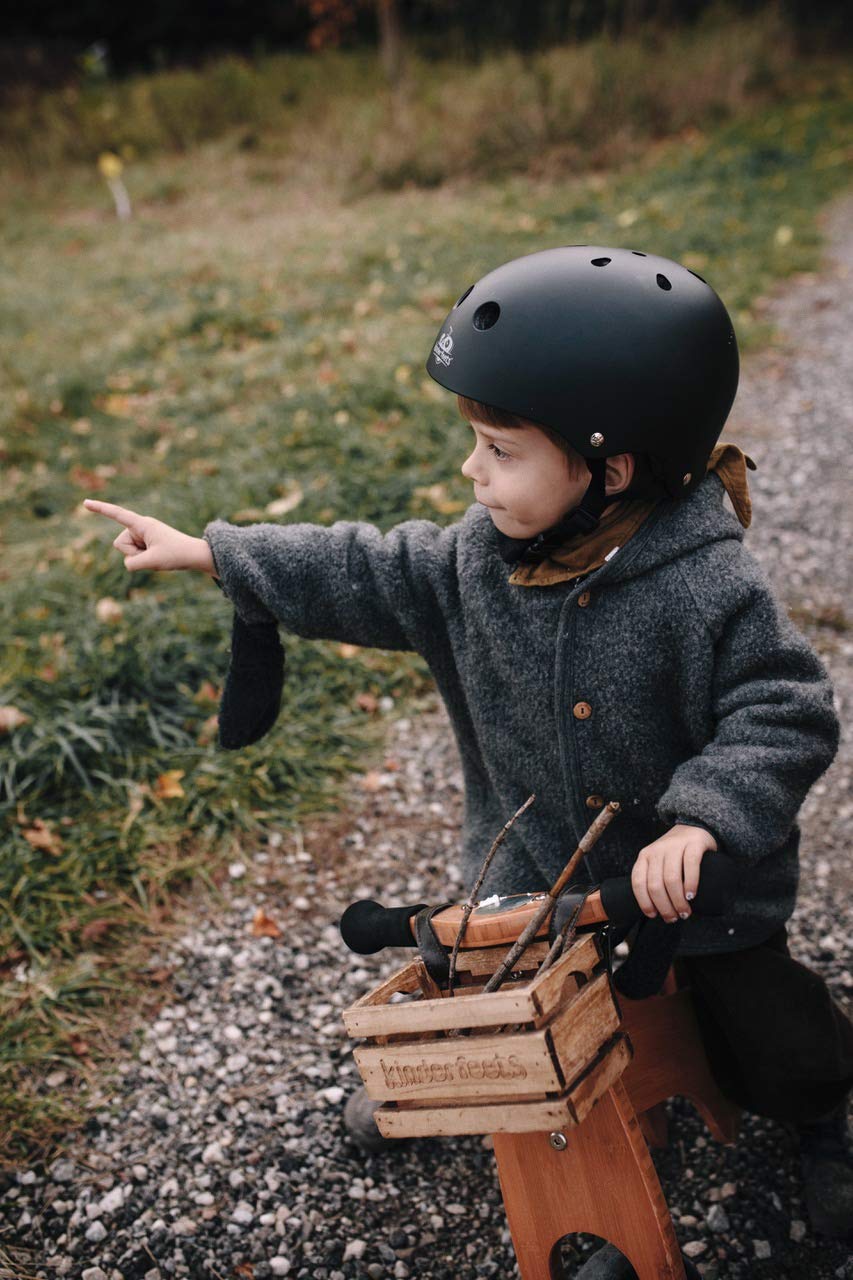 Kinderfeets Helmet - Adjustable Fit Dial Helmet for Toddlers and Kids | Customizable Fit Pads and Pinch-Saver Padded Chin Strap | PVC Shell for Optimal Head Protection (Black)