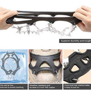 Crampons Ice Cleats, Sportneer Snow Cleats for Shoes and Boots Ice Shoes Grippers with 19 Stainless Steel Spikes Crampons for Hiking Boots Women Men Hiking Fishing Walking