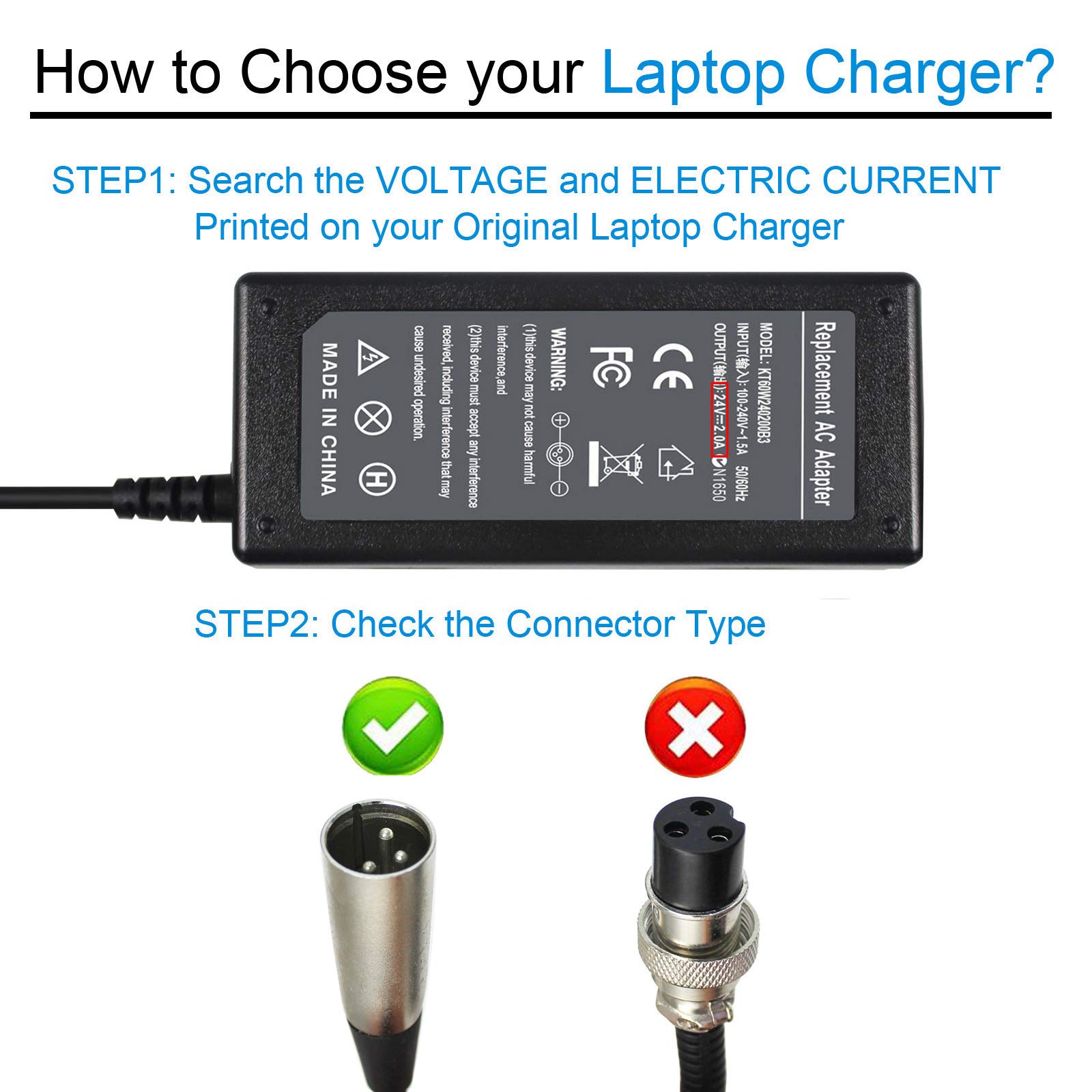 24V 2A Scooter Battery Charger for Jazzy Power Chair,Pride Mobility,Schwinn S300 S350 S400 S500 S650,Ezip 400 500 650 750 900 Mountain Trailz,Shoprider,Go-Go Elite Traveller SC40E SC44E XLR