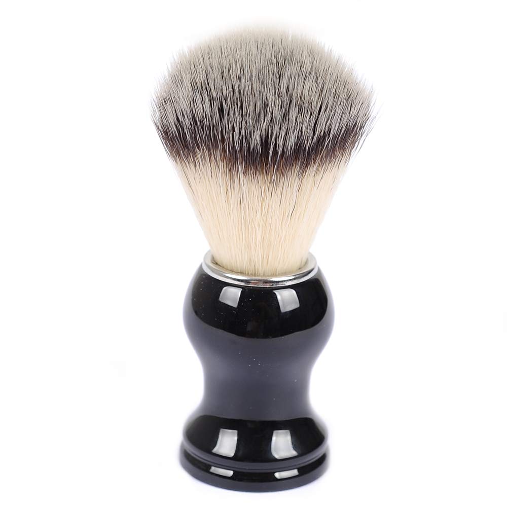 Shaving Brushes, JR 0.79inch Synthetic Nylon Brush Hair Knot with Pure Black Engineered Plastic Handle Shaving Brush for Men, Safety Razor, Double Edge Razor, Shaving Razor