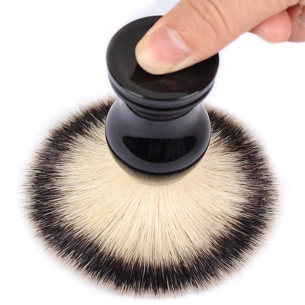 Shaving Brushes, JR 0.79inch Synthetic Nylon Brush Hair Knot with Pure Black Engineered Plastic Handle Shaving Brush for Men, Safety Razor, Double Edge Razor, Shaving Razor