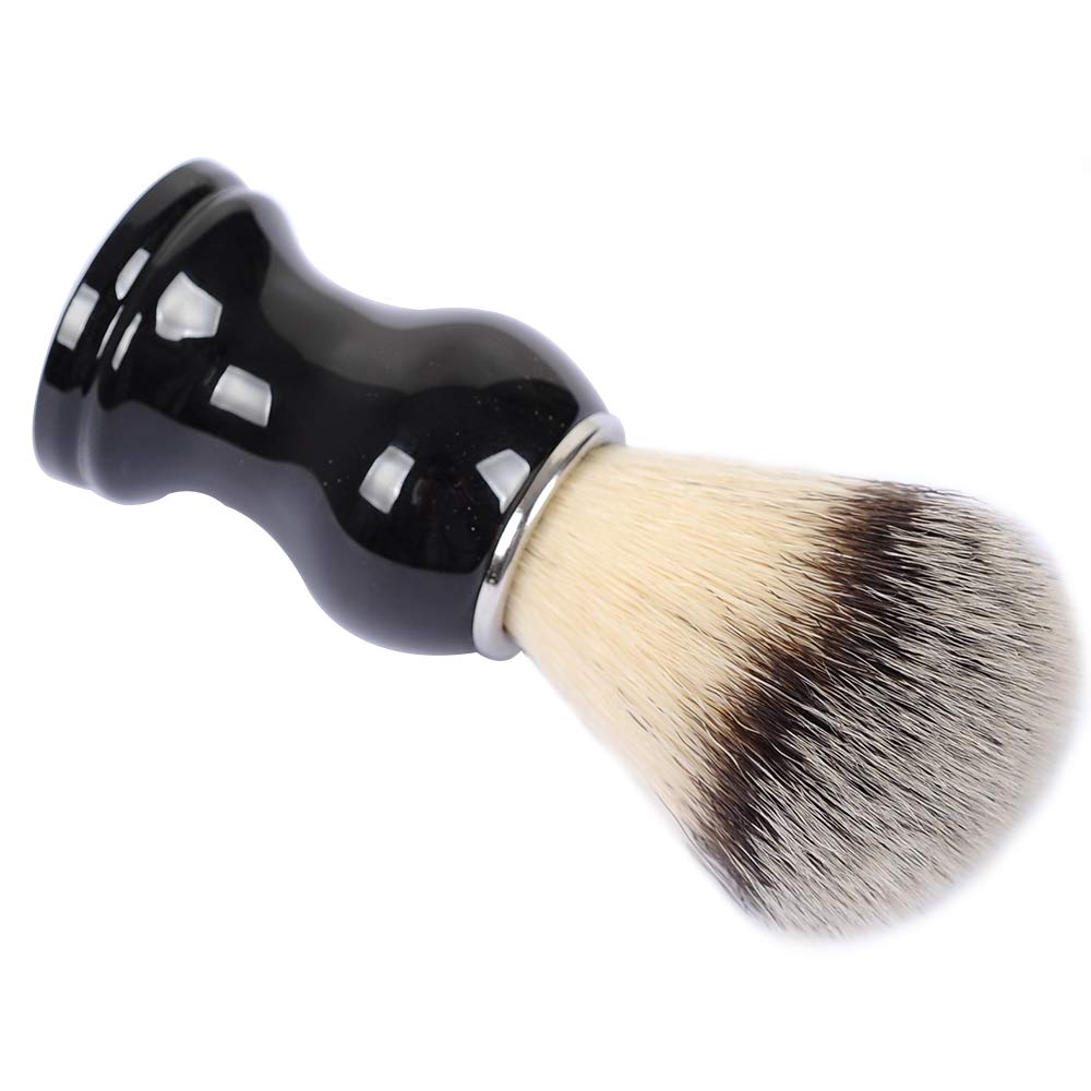 Shaving Brushes, JR 0.79inch Synthetic Nylon Brush Hair Knot with Pure Black Engineered Plastic Handle Shaving Brush for Men, Safety Razor, Double Edge Razor, Shaving Razor