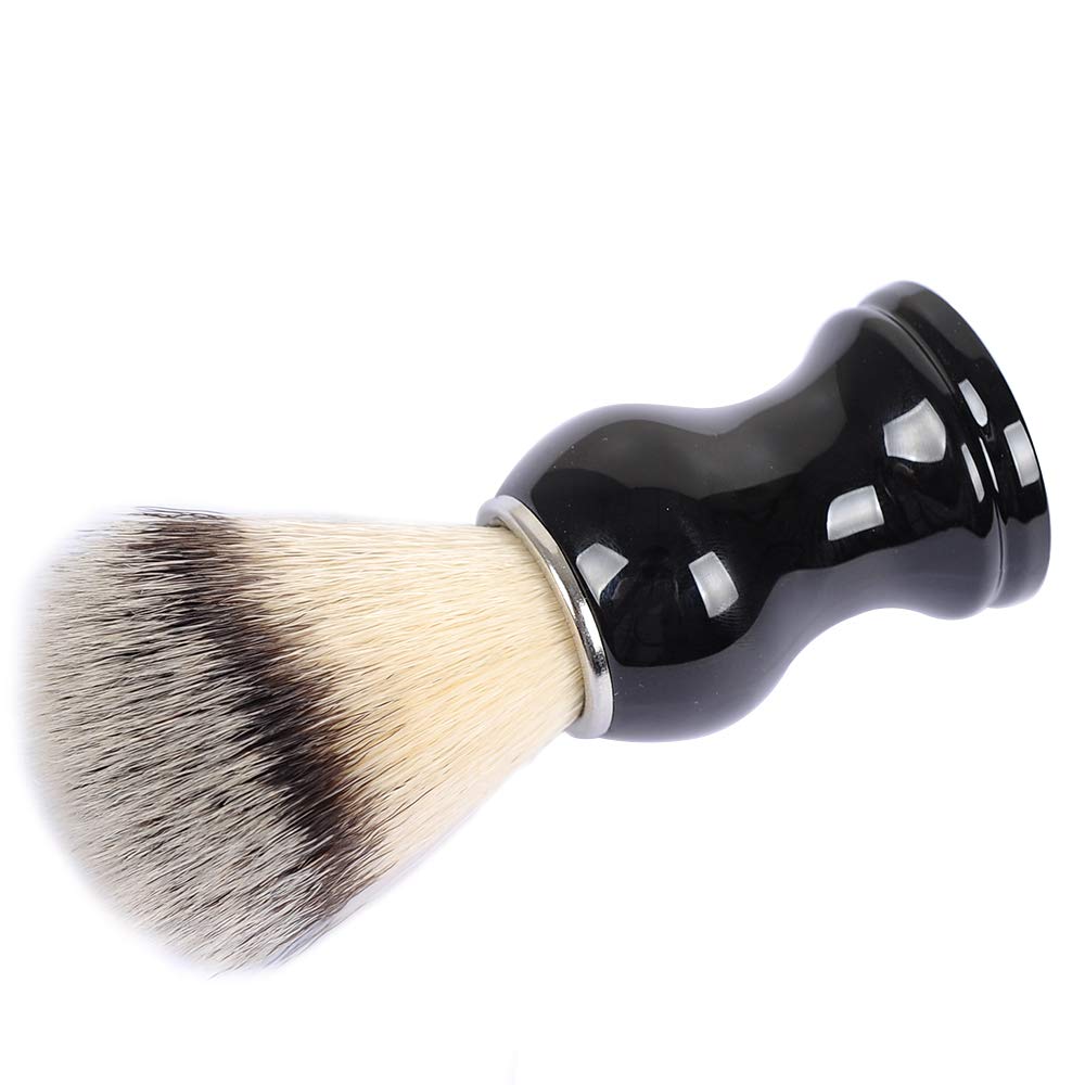 Shaving Brushes, JR 0.79inch Synthetic Nylon Brush Hair Knot with Pure Black Engineered Plastic Handle Shaving Brush for Men, Safety Razor, Double Edge Razor, Shaving Razor