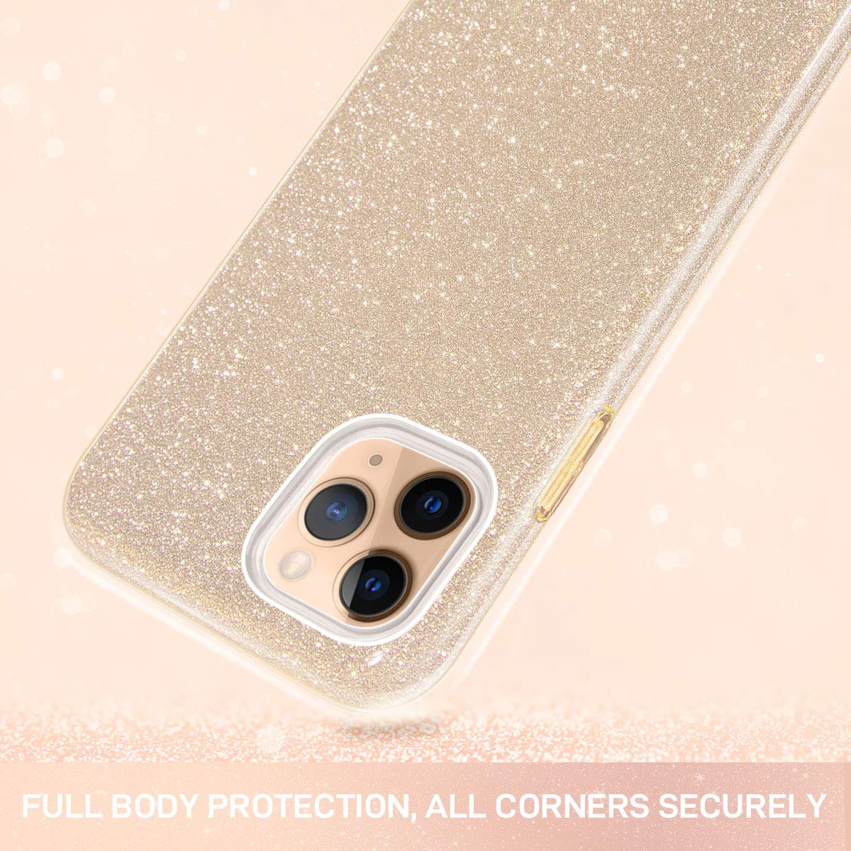 MILPROX Case Compatible for iPhone 11 Pro, Bling Sparkly Glitter Luxury Shiny Spark Shell, Protective 3 Layer Hybrid Anti-Slick Slim Soft Cover for iPhone 11 Pro 5.8 inch (2019) -Gold