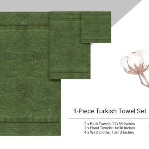 Towel Bazaar Premium Turkish Cotton Super Soft and Absorbent Towels (8-Piece Towel Set, Moss Green)