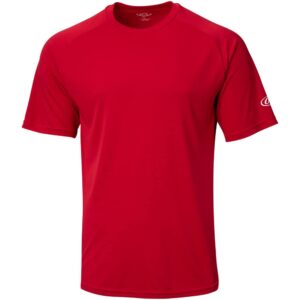 rawlings men's crew neck tech tee shirt series, scarlet red, x-large