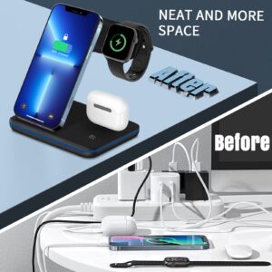 Charger Station for Apple Multiple Devices, ZHIKE 3 in 1 Wireless Charger Stand Dock for iPhone 14 13 12 11 Pro X XS 8 Plus Apple Watch Series 7 6 SE 5 4 3 2 & AirPods 3/2/Pro with Adapter