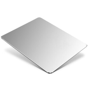 honkid metal aluminum mouse pad, office and gaming thin hard mouse mat double sided waterproof fast and accurate control mousepad for laptop, computer and pc,9.05"x7.08", silver