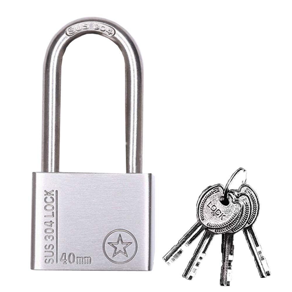 Padlock 40mm Long Beam Gym Locker Lock Keyed Padlocks,Stainless Padlock with 4 Keys，Stainless Lock with Key Padlock,Suitable for Gym Locker Lock,toolboxes,Doors, Fence,(Silver)