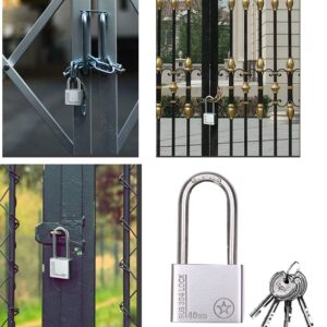 Padlock 40mm Long Beam Gym Locker Lock Keyed Padlocks,Stainless Padlock with 4 Keys，Stainless Lock with Key Padlock,Suitable for Gym Locker Lock,toolboxes,Doors, Fence,(Silver)