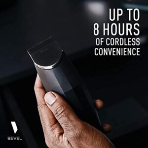 Bevel Beard Trimmer for Men - Black Edition Cordless Trimmer, 8 Hour Rechargeable Battery Life, Tool Free Adjustable Zero Gapped Blade, Barber Supplies, Mustache Trimmer