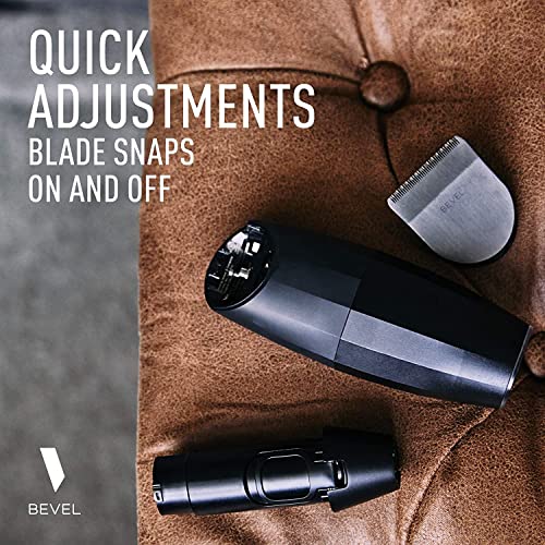 Bevel Beard Trimmer for Men - Black Edition Cordless Trimmer, 8 Hour Rechargeable Battery Life, Tool Free Adjustable Zero Gapped Blade, Barber Supplies, Mustache Trimmer