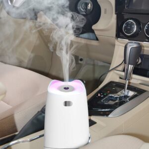 LoiStu USB Mini Humidifier, 280ml Portable Humidifier, 7-Color LED Night Light, Ultra-quiet,Automatic Shut-Off, for Home, Bedroom, Office, Baby room, Car (White)