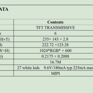 10.1 inch TFT TN Display 1024 * 600 Resolution high Definition Liquid Crystal Display