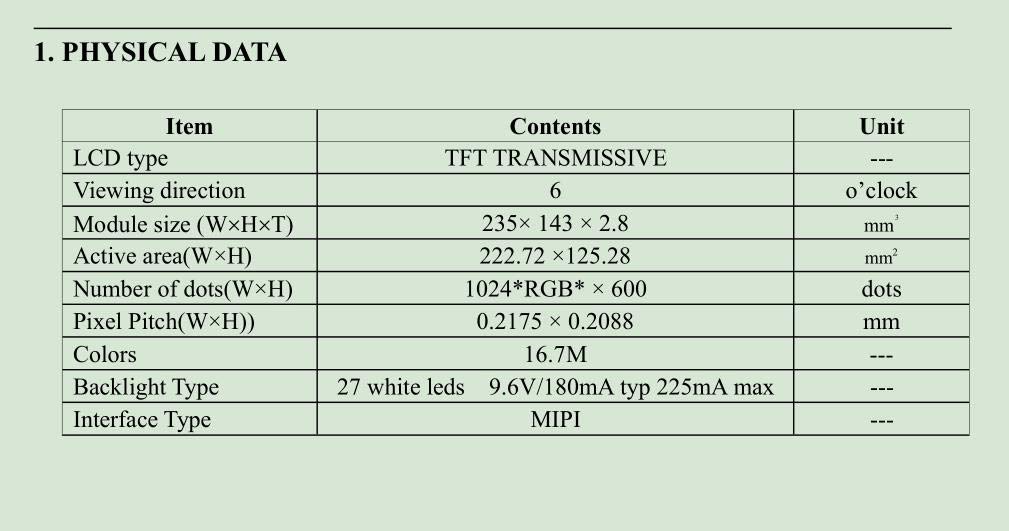 10.1 inch TFT TN Display 1024 * 600 Resolution high Definition Liquid Crystal Display