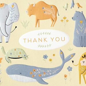 Hallmark Baby Shower Thank You Cards, Painted Animals (20 Cards with Envelopes for Baby Boy or Baby Girl)