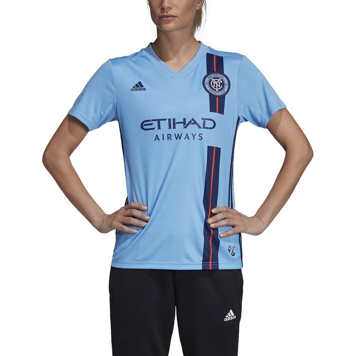 adidas 2019 NYC FC Home Womens Replica Jersey, Bahia Light Blue/Night Sky, L